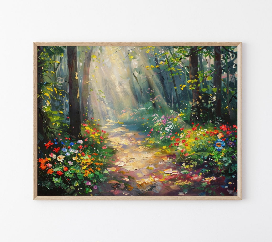 Path Through The Springtime Woodland Oil Painting Art Print, Enchanting ...
