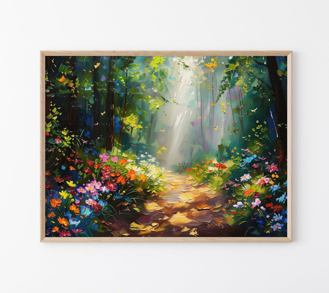 Path Through The Springtime Woodland Oil Painting Art Print, Enchanting ...
