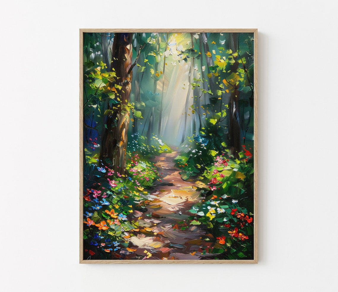 Path Through The Springtime Woodland Oil Painting Art Print, Enchanting ...