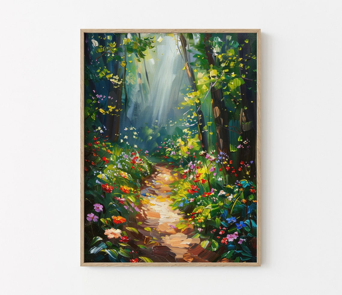 Path Through The Springtime Woodland Oil Painting Art Print, Enchanting ...