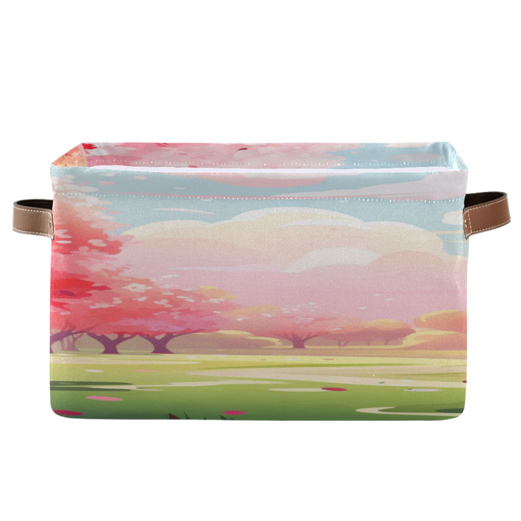 Path in Cherry Blossom Forest Storage Bins with Handle Fabric Organizer ...