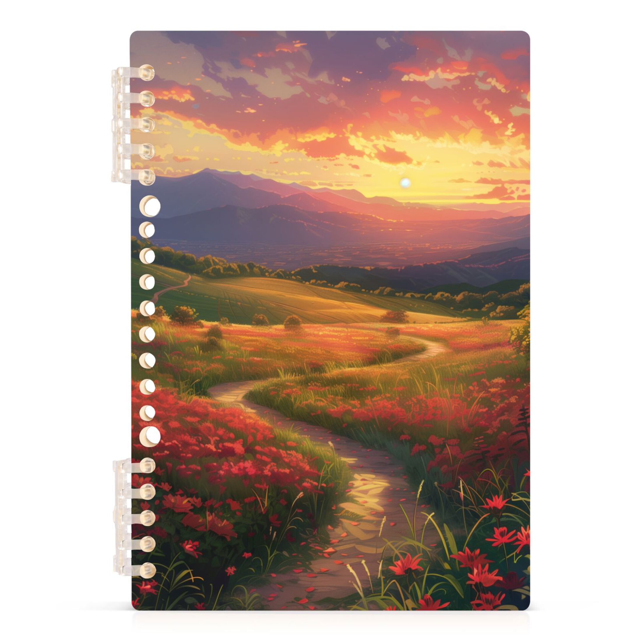Path with Fields Spiral Notebooks 60 Sheets 120 Pages A5 Journal ...