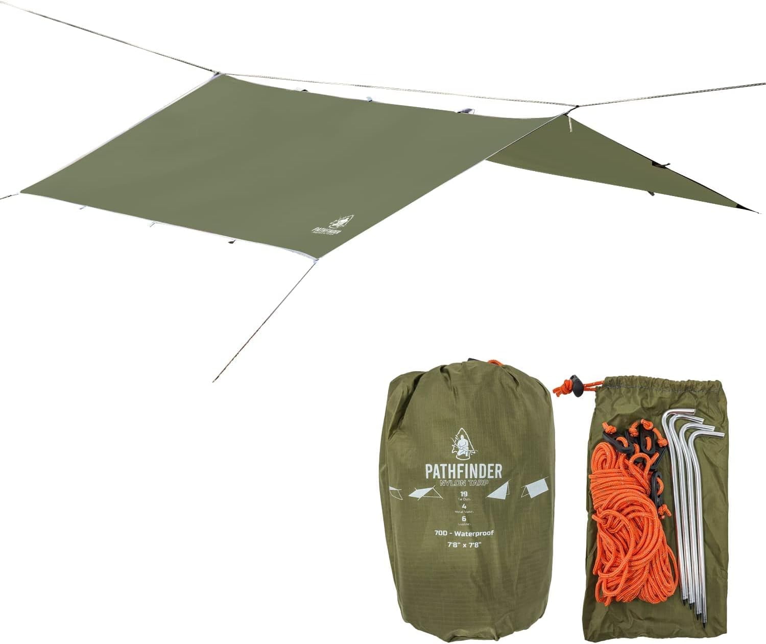 Pathfinder Lightweight Waterproof Compact Nylon Tarp, for Hiking ...