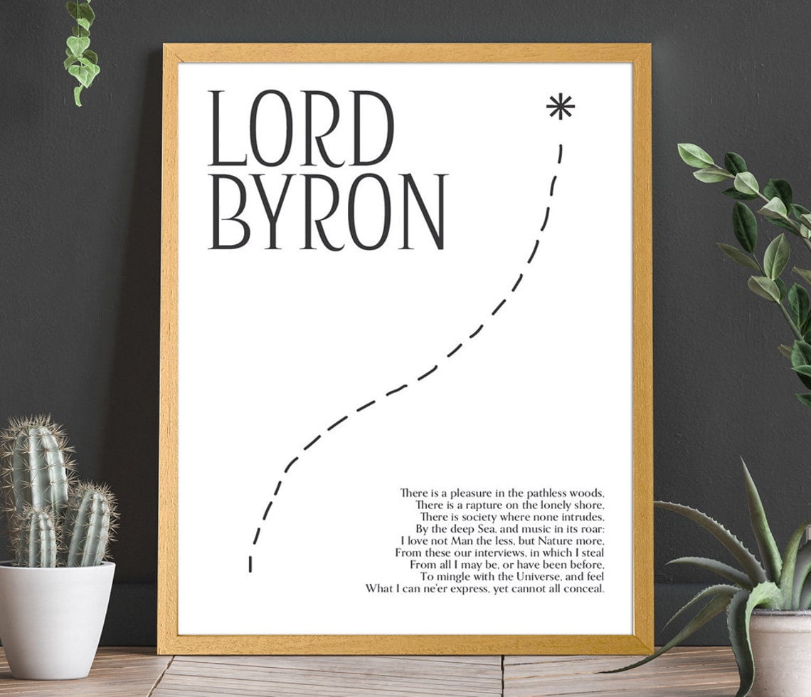 Pathless Woods Pleasure: Lord Byron Quote Motivational Wall Art Posters ...