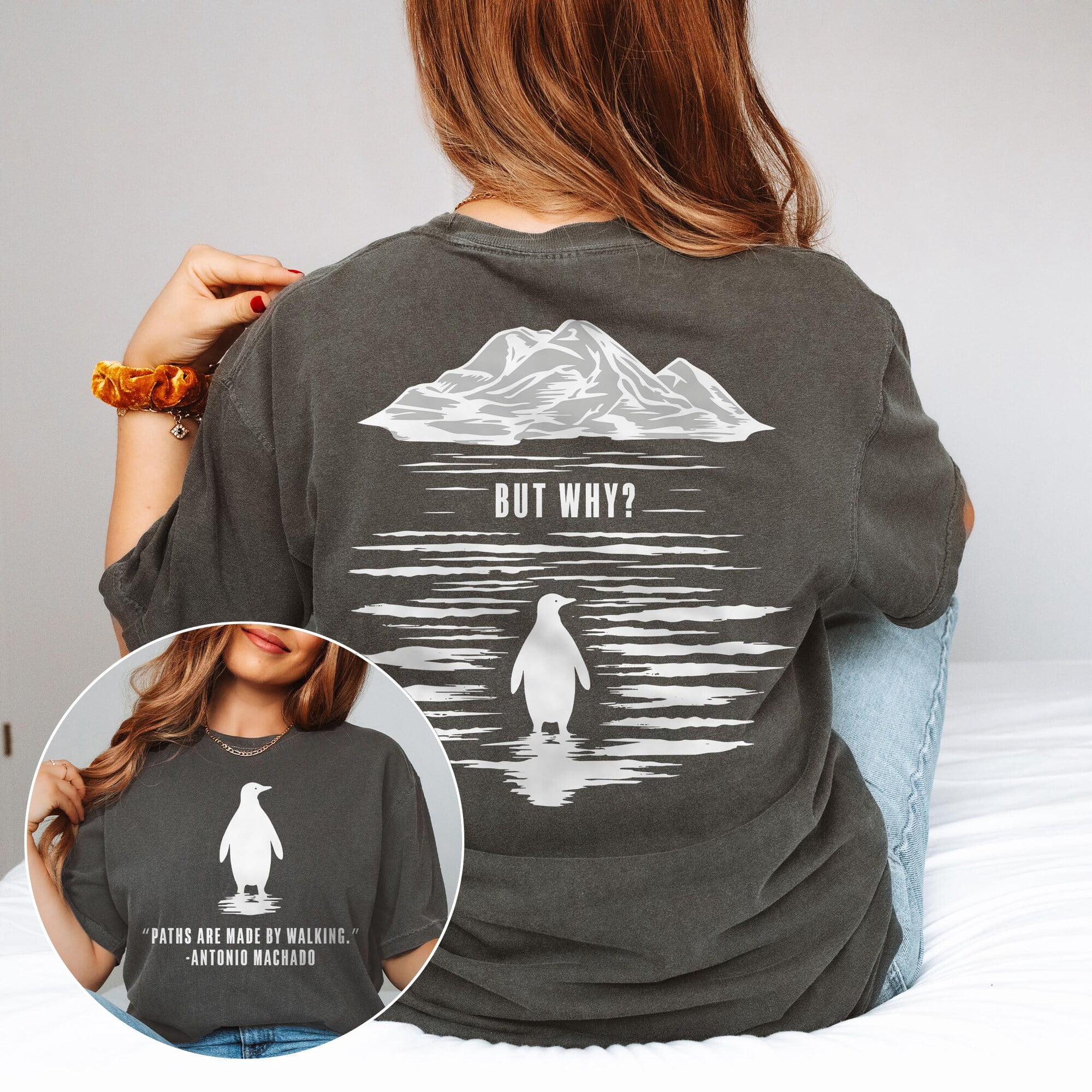 Paths Are Made by Walking But Why Penguin Meme Shirt Nihilist Hiking ...