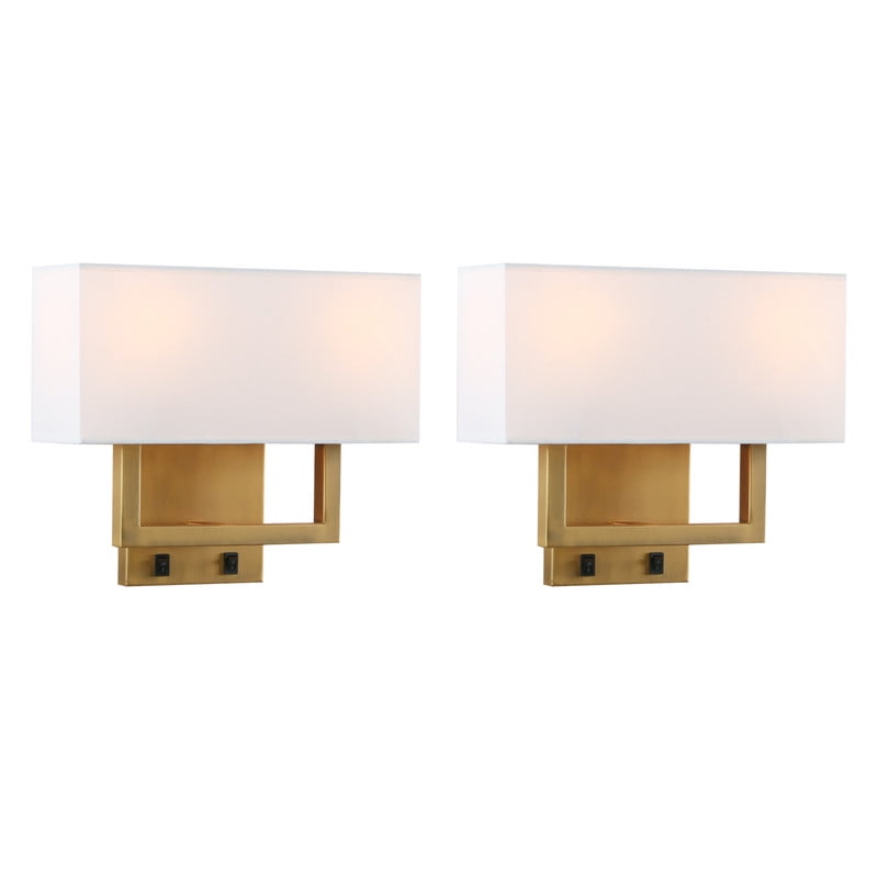 Pathson 2 Pack Wall Sconces Light Fixture, Rectangle White Textile ...