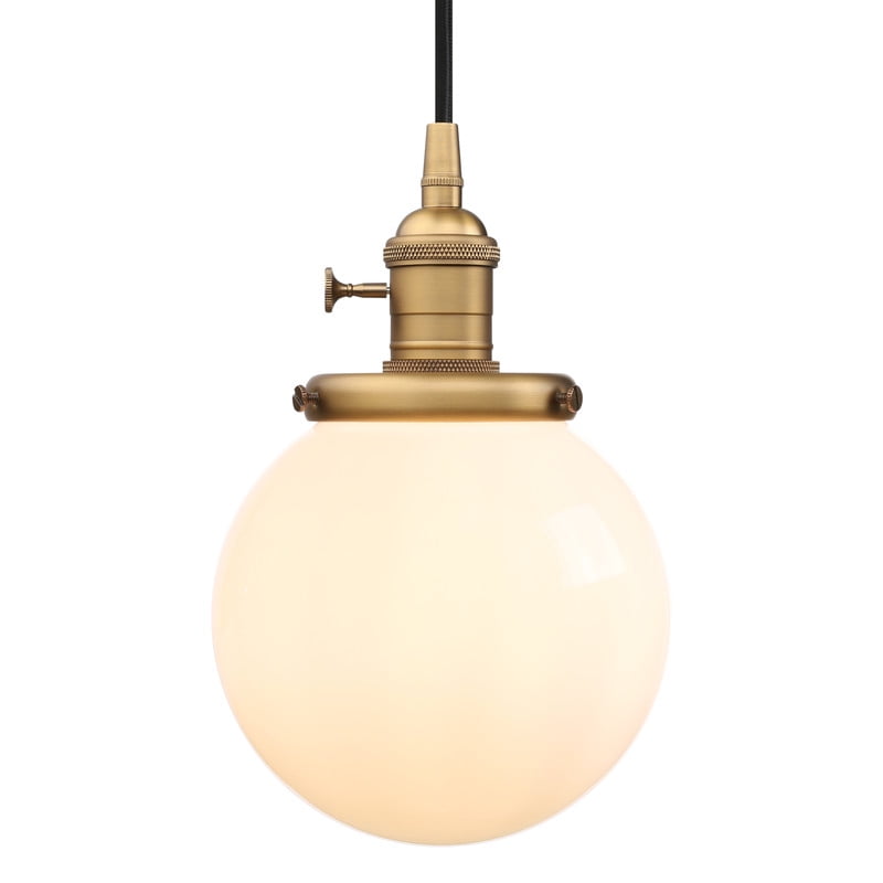 Pathson Milk White Globe Pendant Light with Switch for Kitchen Living ...