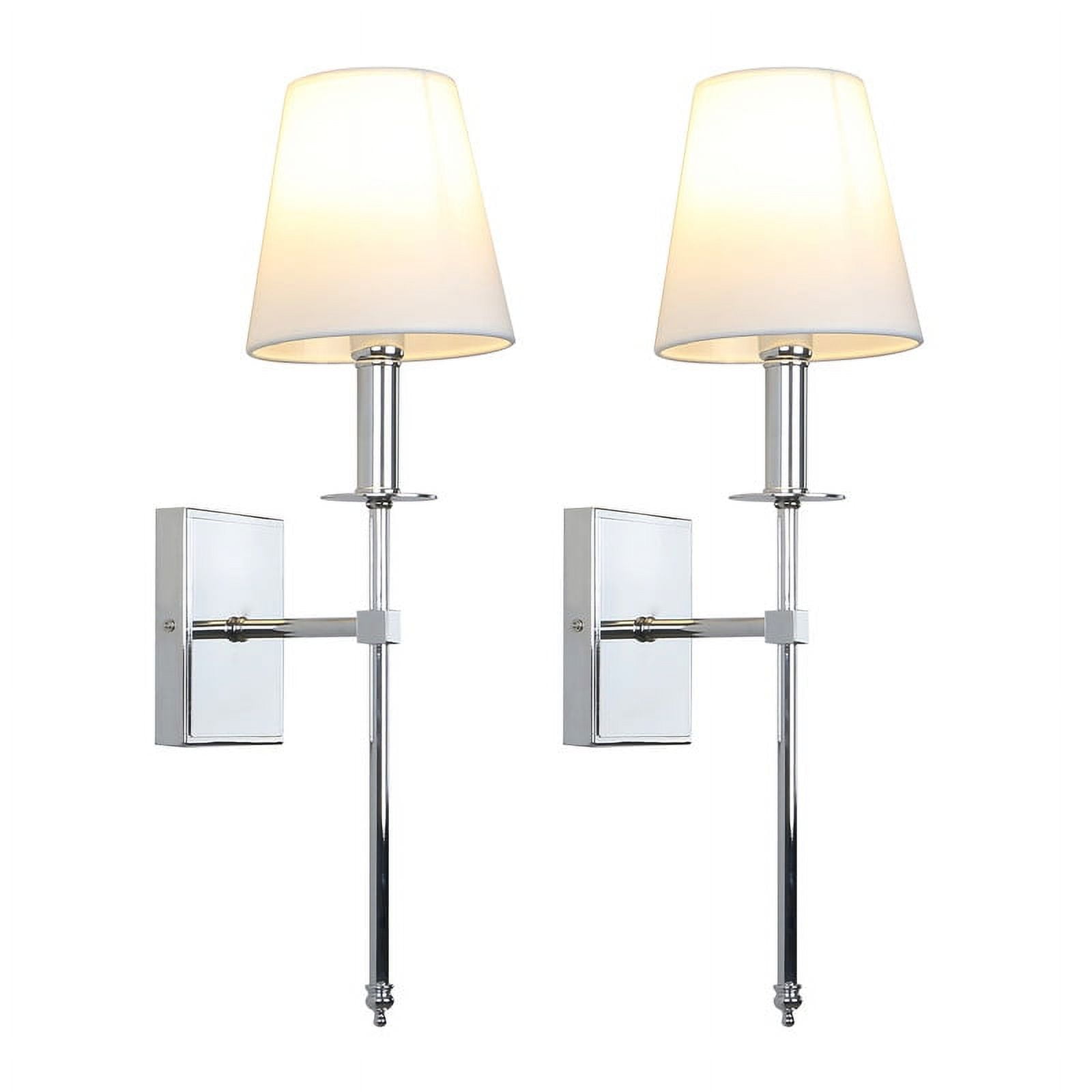 Pathson Set of 2 Classic Wall Sconce with Flared White Textile Lamp ...