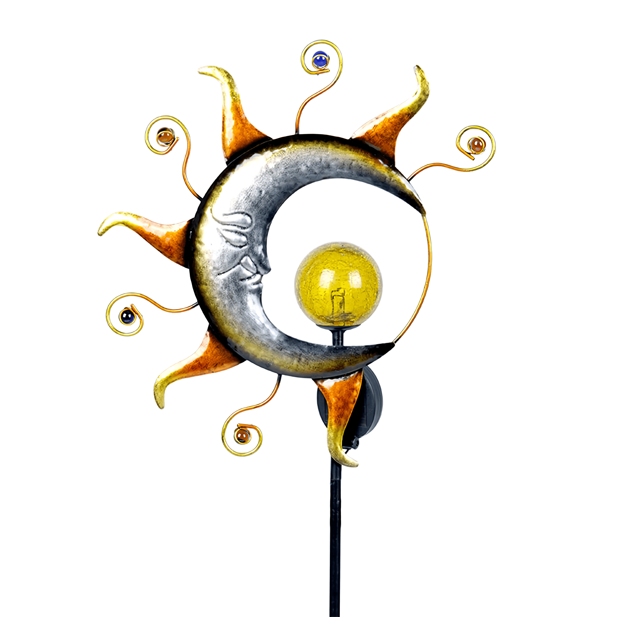 Pathway Lights, Metal Solar Post Lamp with Moon Decoration, Outdoor ...