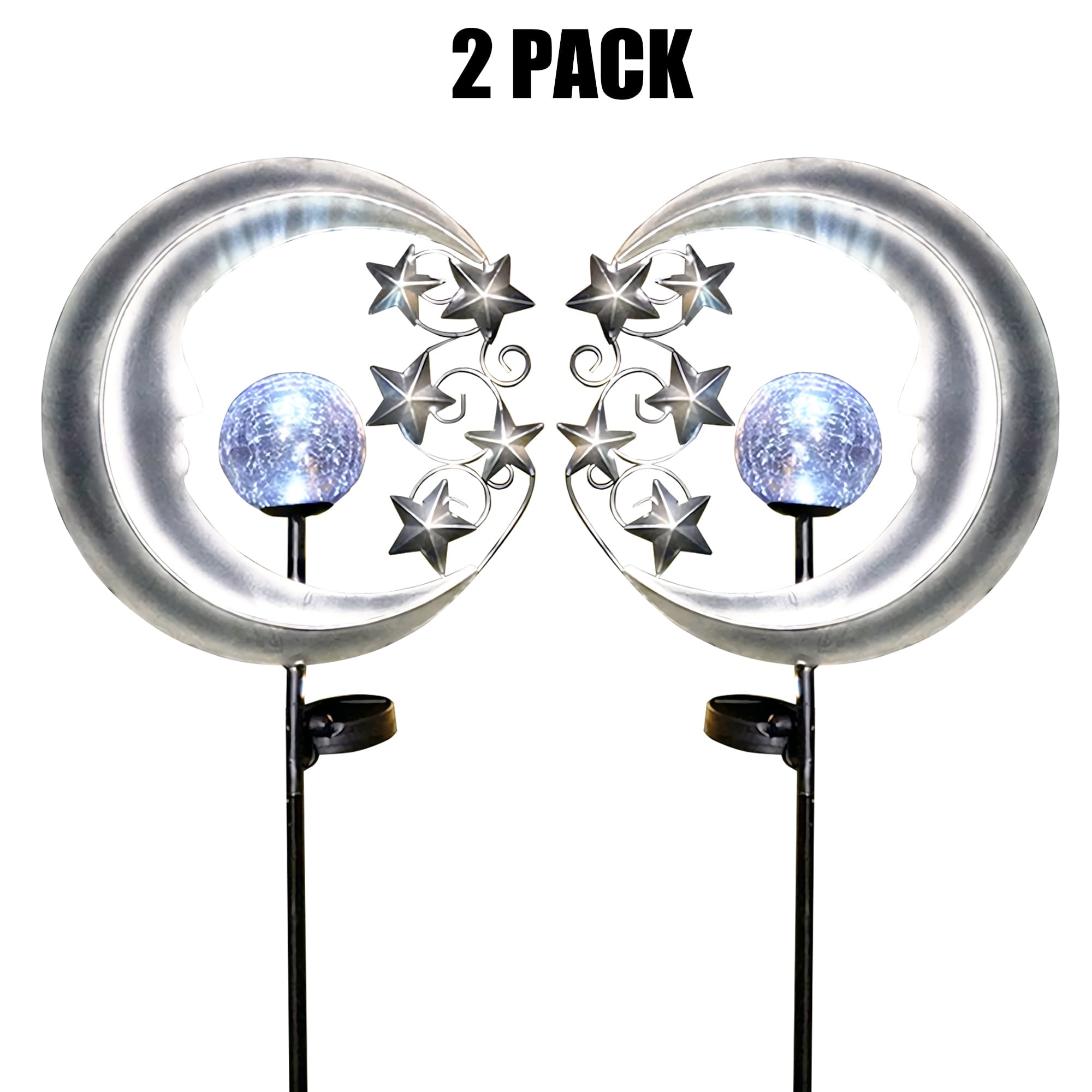 VIEROLA Pathway Lights, Metal Solar Post Lamp with Silver Moon and ...