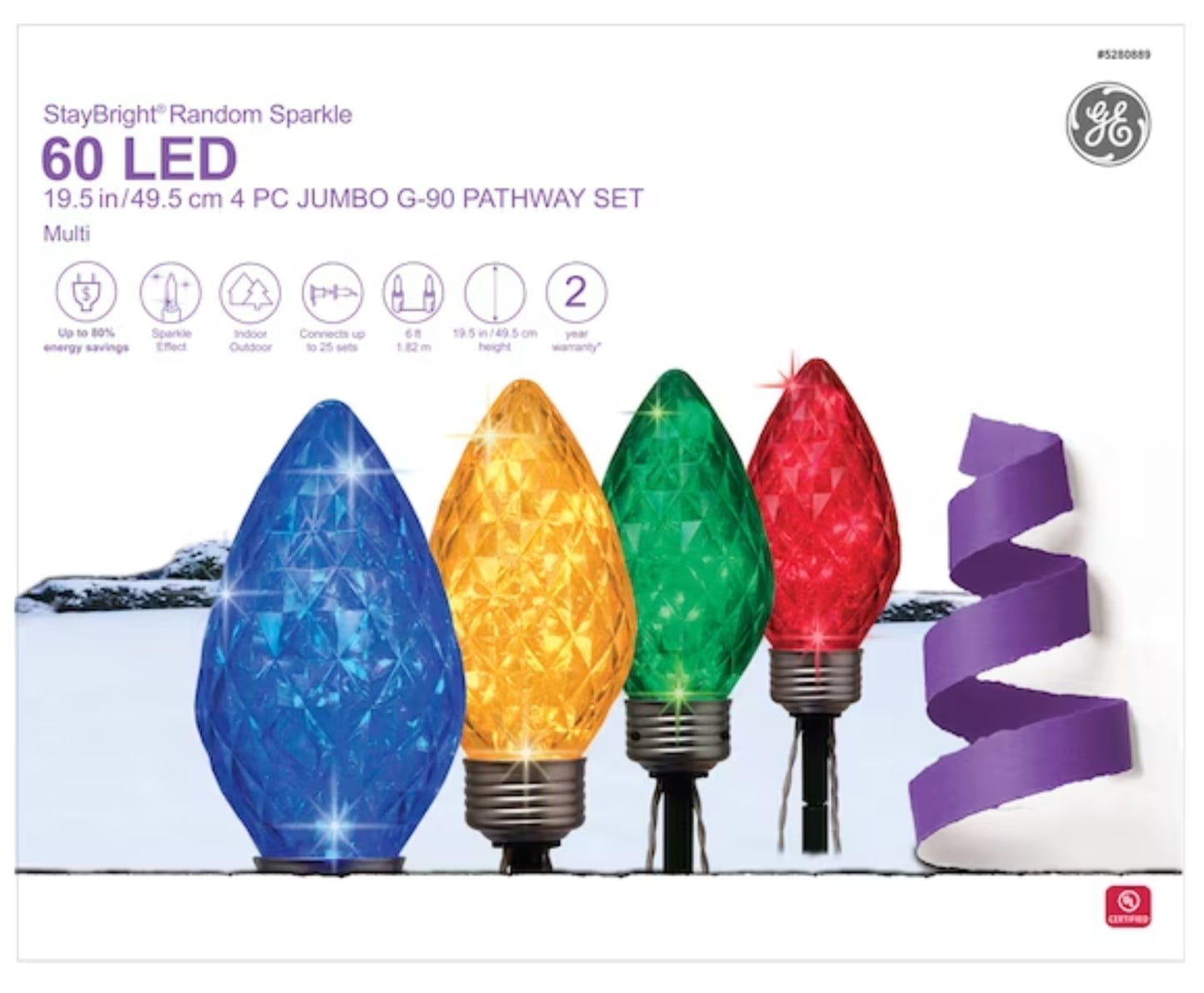 Pathway Markers GE Random Sparkle 4-Marker Multicolor Light Bulb ...