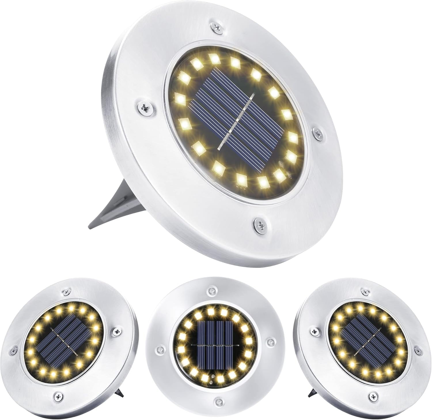 Pathway Solar Lights, Waterproof Outdoor Lighting, 16 LED Ground Lights ...