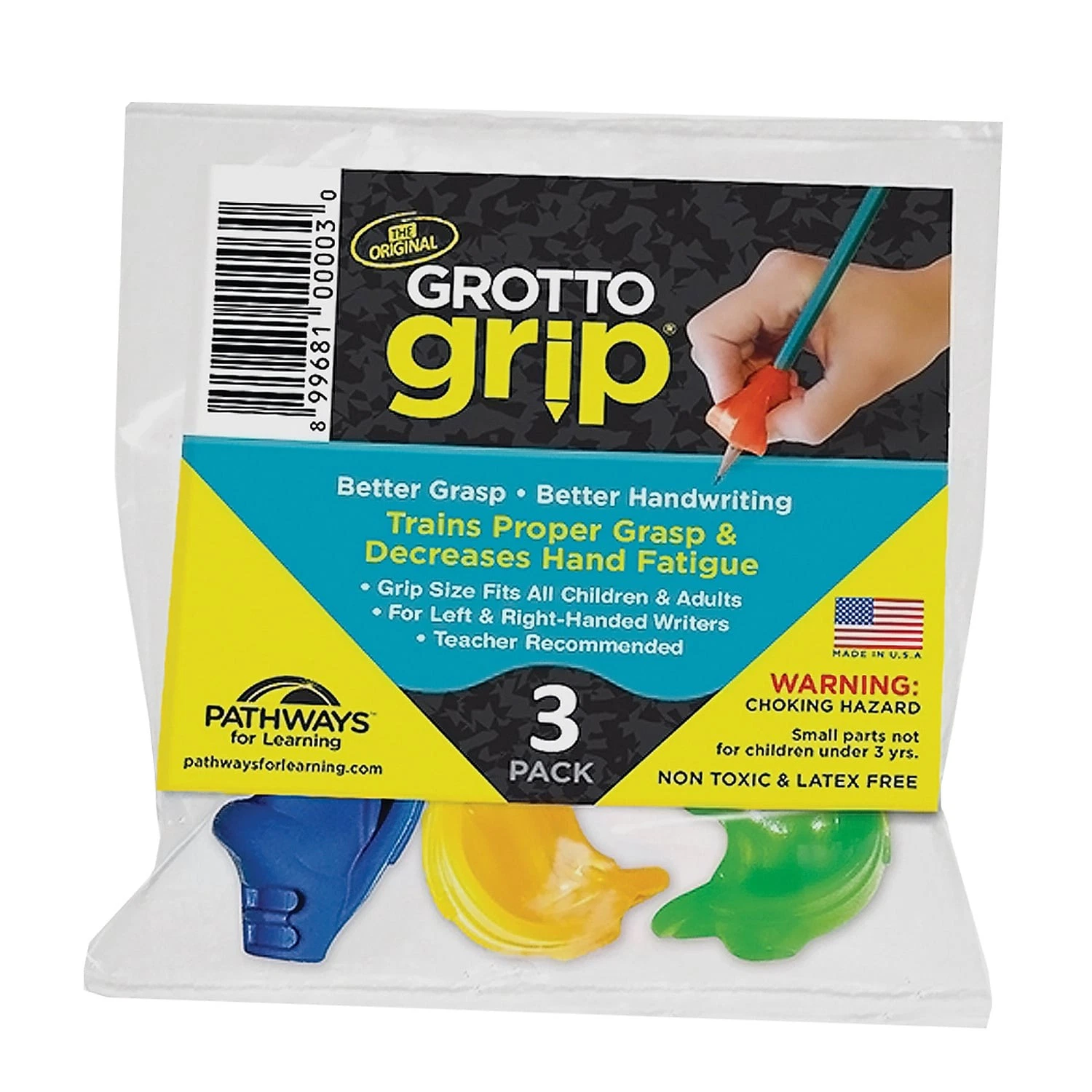 Pathways For Learning Grotto Grip Pencil Grips Assorted 3/Pack Ggh03 ...