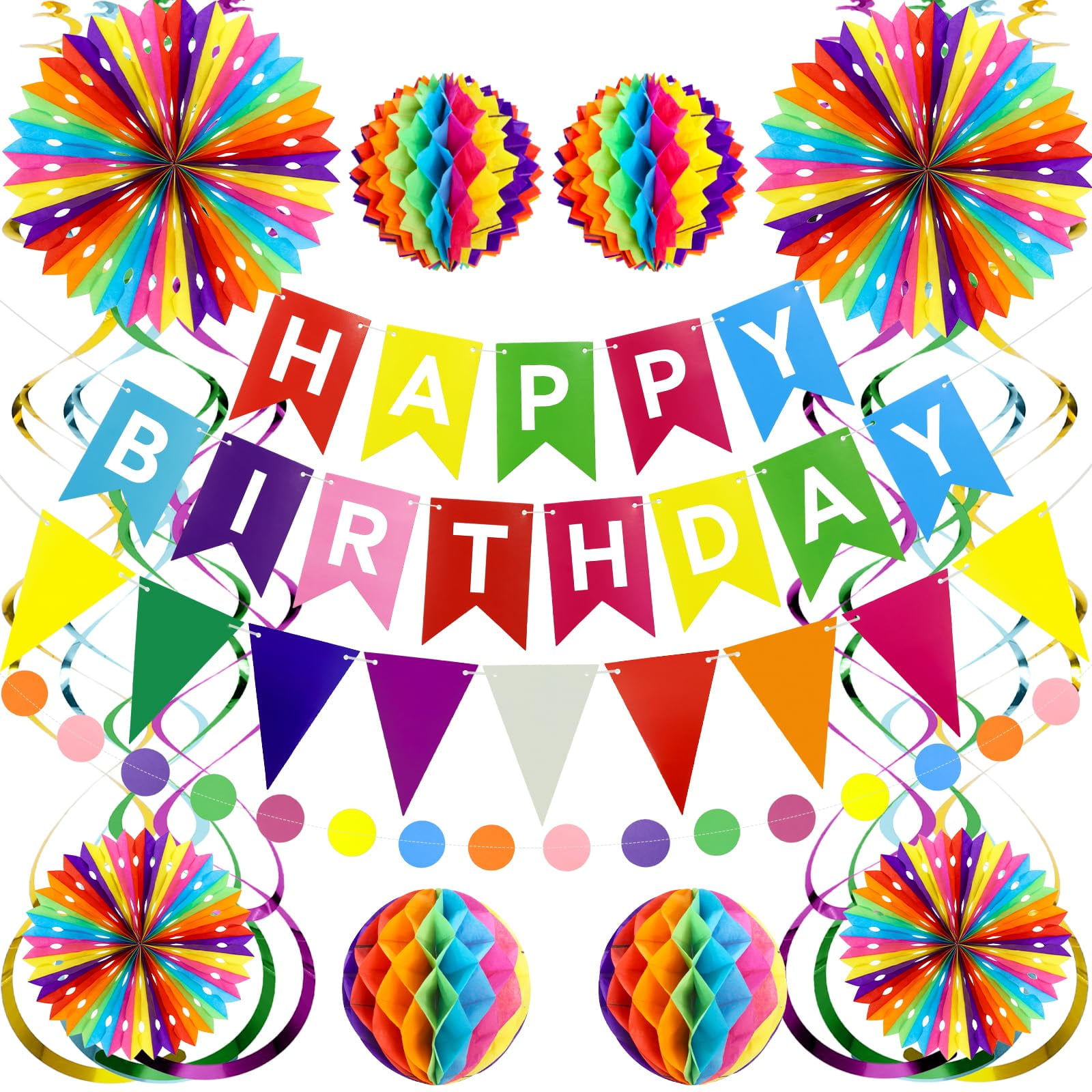 PatiCool Happy Birthday Party Decorations Pack BSL1 with Rainbow Happy ...