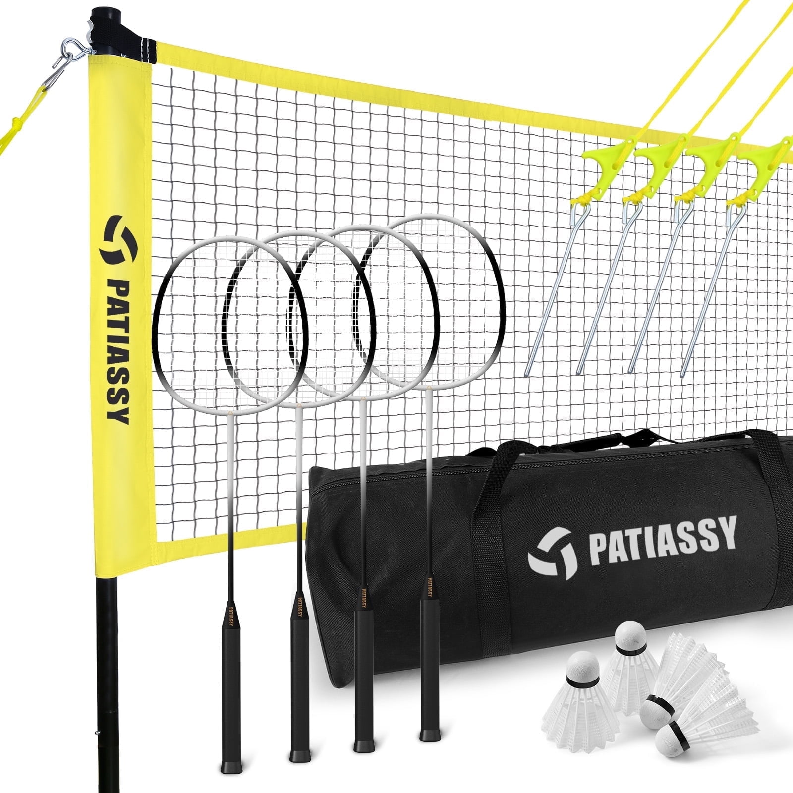 Patiassy 20 x 2.5 ft Quick Setup Portable Badminton Set for Backyard ...