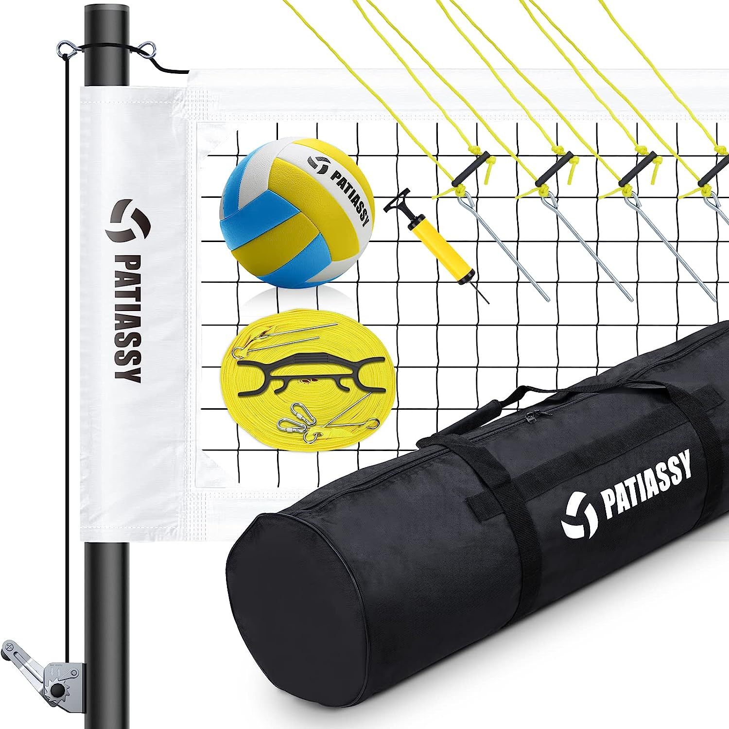 CROSSNET Four Square Volleyball Net and Game Set with Carrying Backpack ...