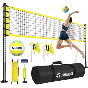 VEVOR Outdoor Portable Volleyball Net System, Adjustable Height Steel Poles, Professional ...