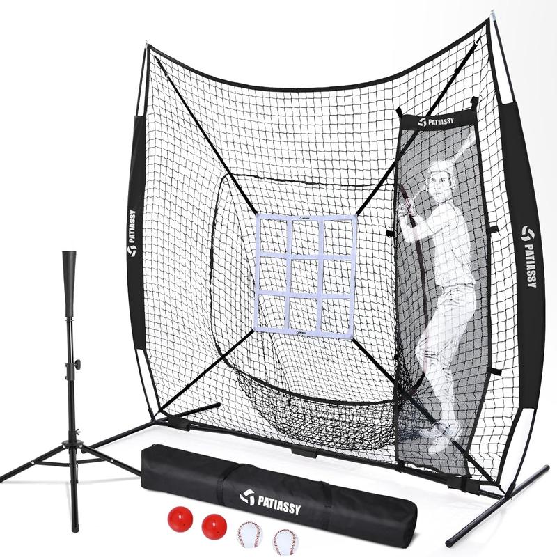 Patiassy 7 ft x 7 ft Baseball Softball Hitting Pitching Practice Net ...