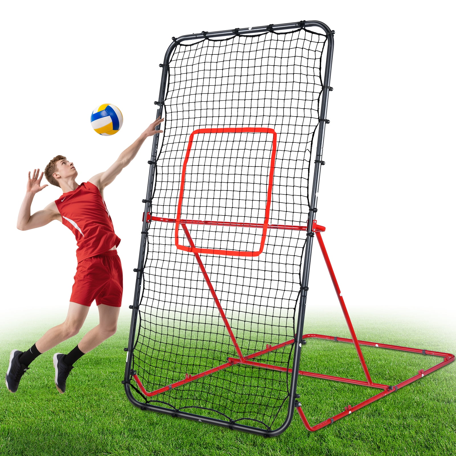 Patiassy 7x4 FT Volleyball Rebounder Net Adjustable Angle Foldable ...