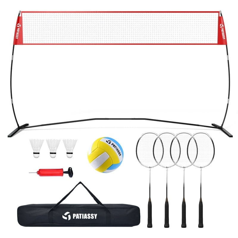 Patiassy Freestanding Volleyball and Badminton Combo Set with Net ...