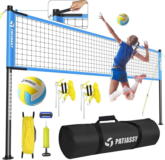 Patiassy Outdoor Portable Volleyball Net Set for Backyard Adjustable ...