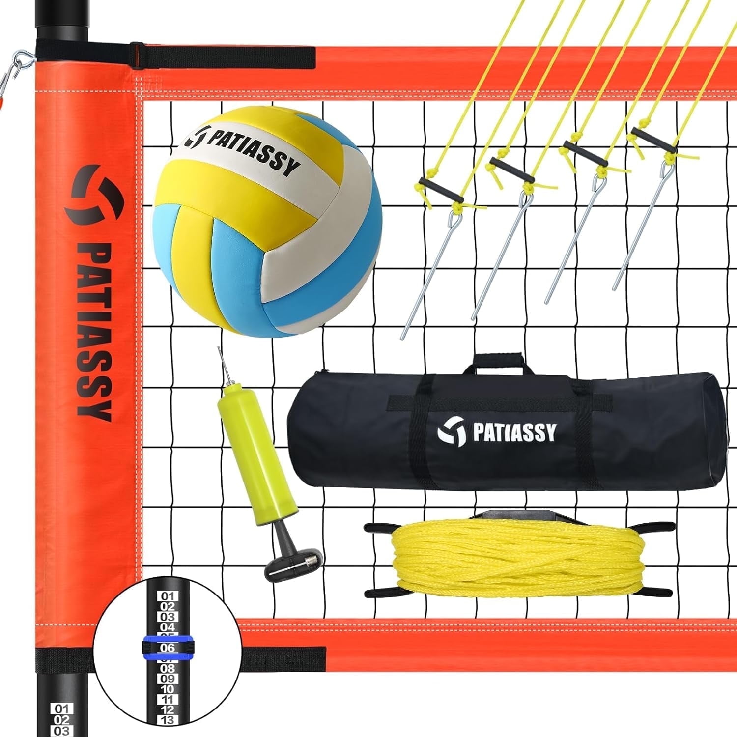 Patiassy Professional Outdoor Volleyball Net Set with Adjustable Height ...