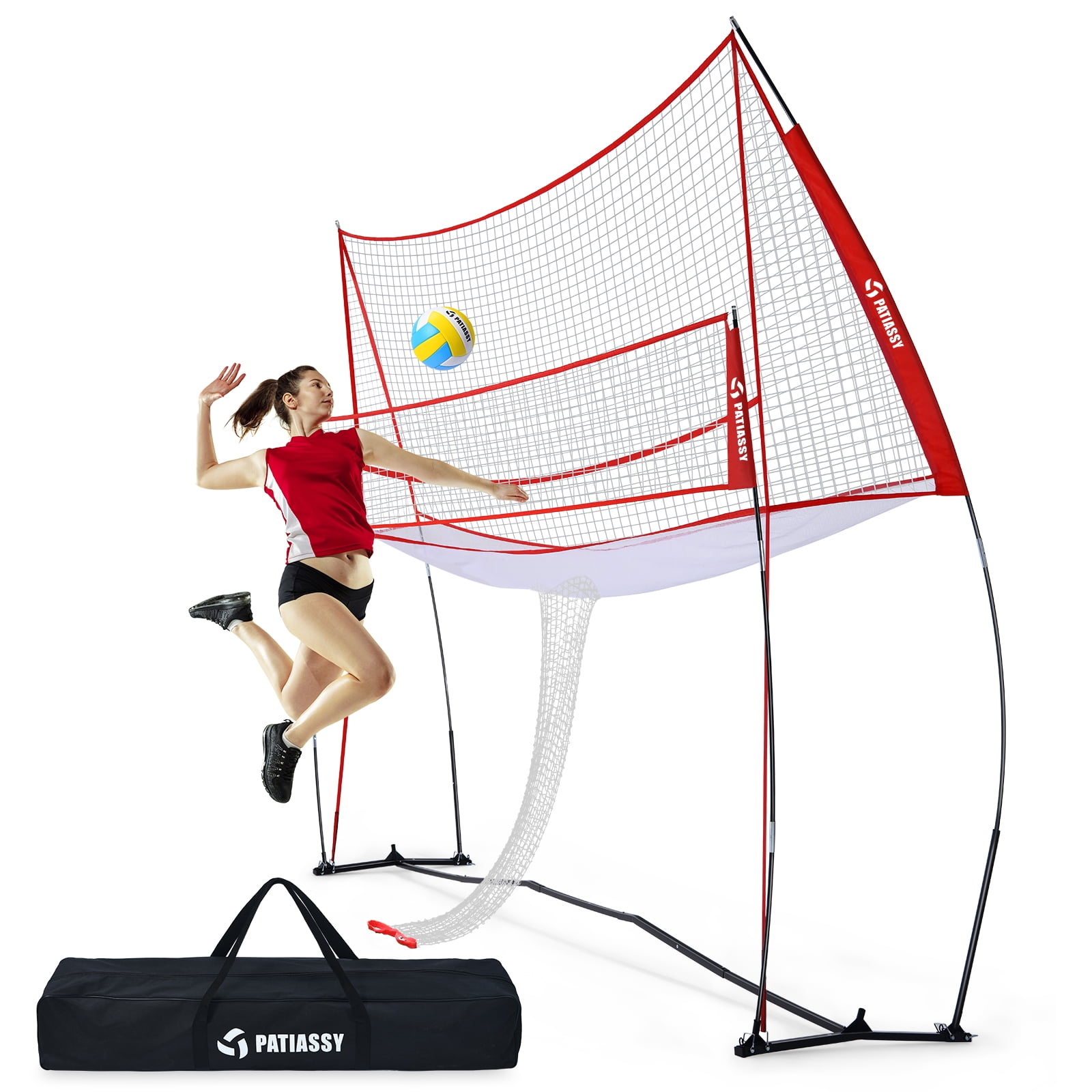 Patiassy Volleyball Practice Net Station Adjustable Height for Hitting ...