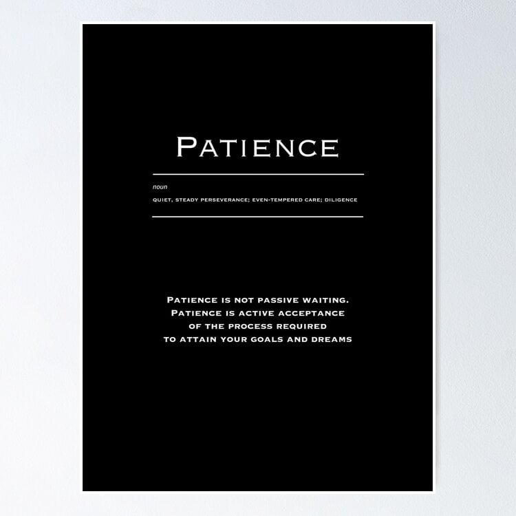 Patience - Motivational Inspirational Corporate Office Wall Art Black ...