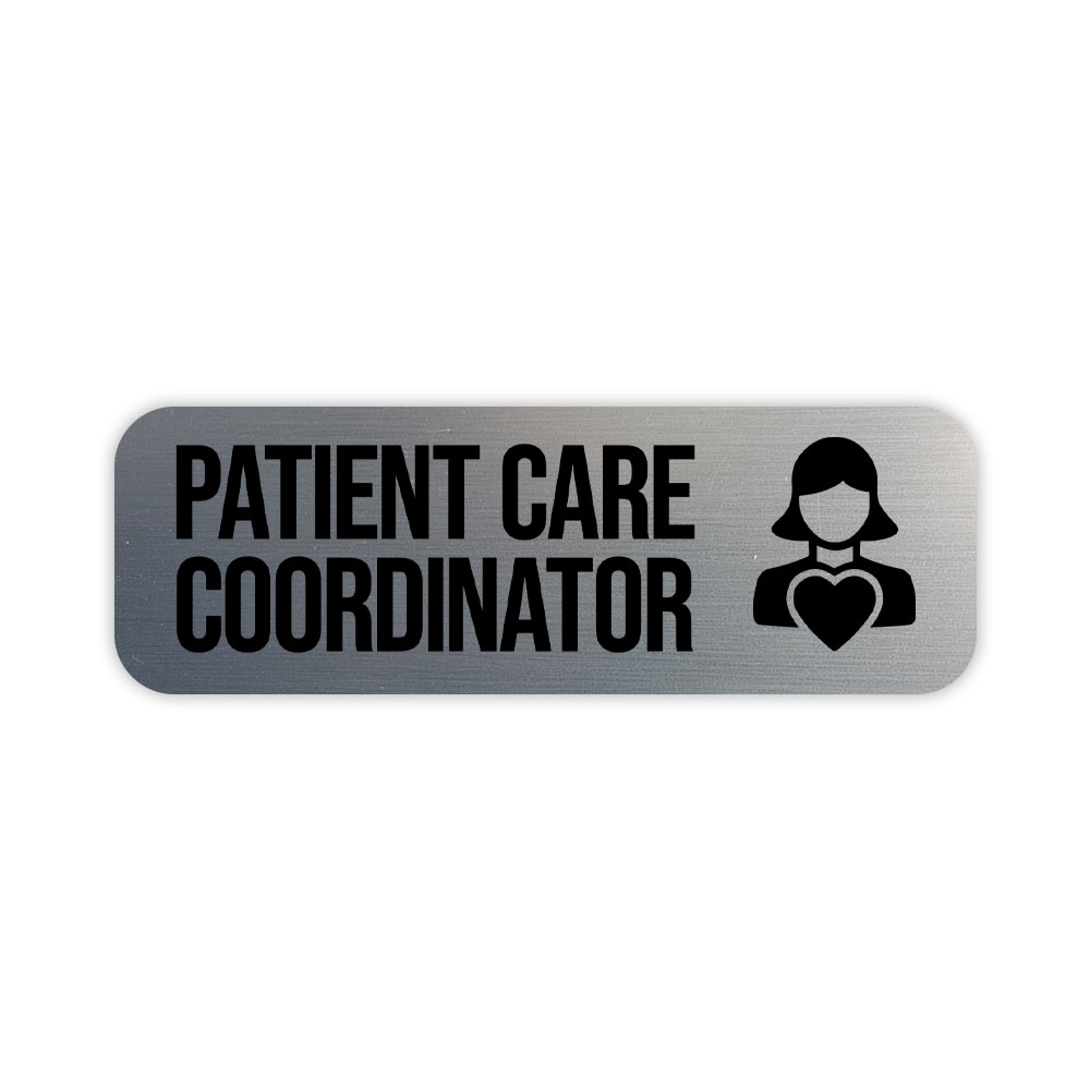 Patient Care Coordinator 1 x 3" Silver Rounded Corner Name Badge ...