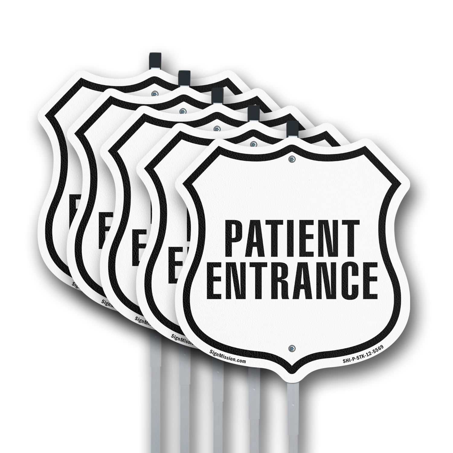 Patient Entrance (5 Pack) 12 inch X 12 inch Shield Shaped Rust-Free ...