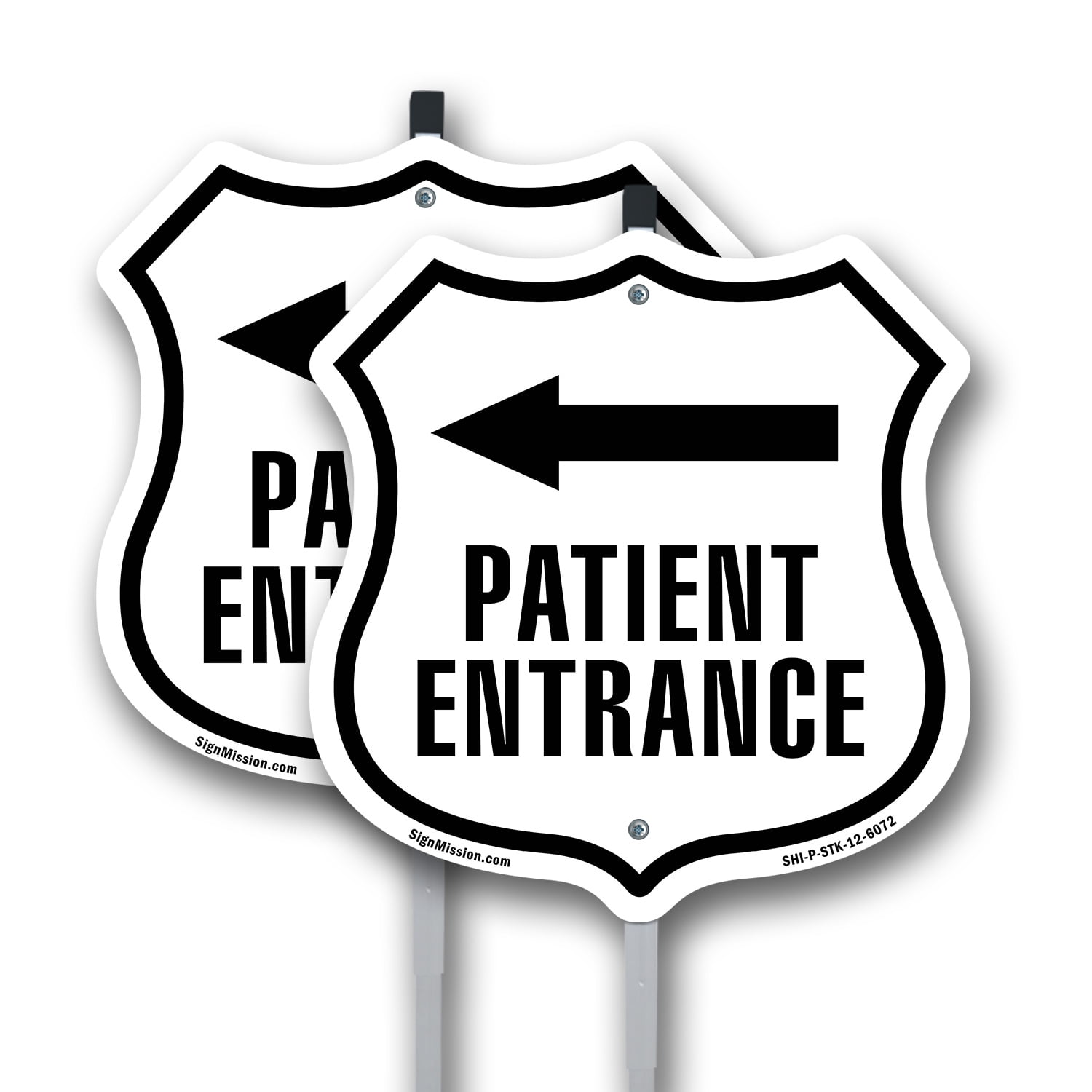 Patient Entrance Left (2 Pack) 12 inch X 12 inch Shield Shaped ...
