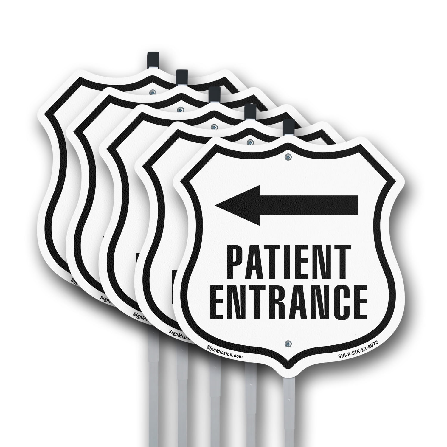 Patient Entrance Left (5 Pack) 12 inch X 12 inch Shield Shaped Rust ...
