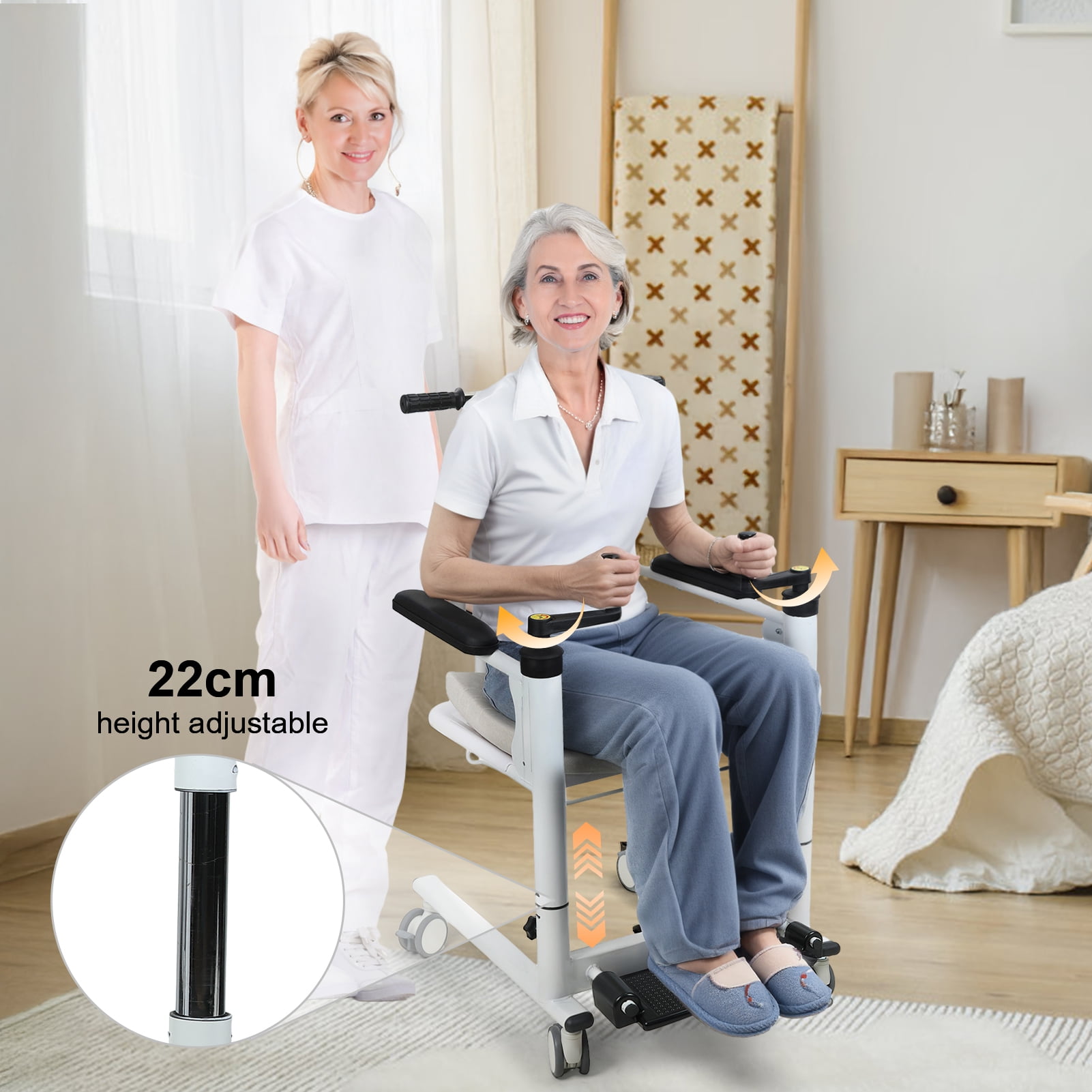 Patient Lift Transfer Chair, Portable Transfer Chair for Senior Adults ...