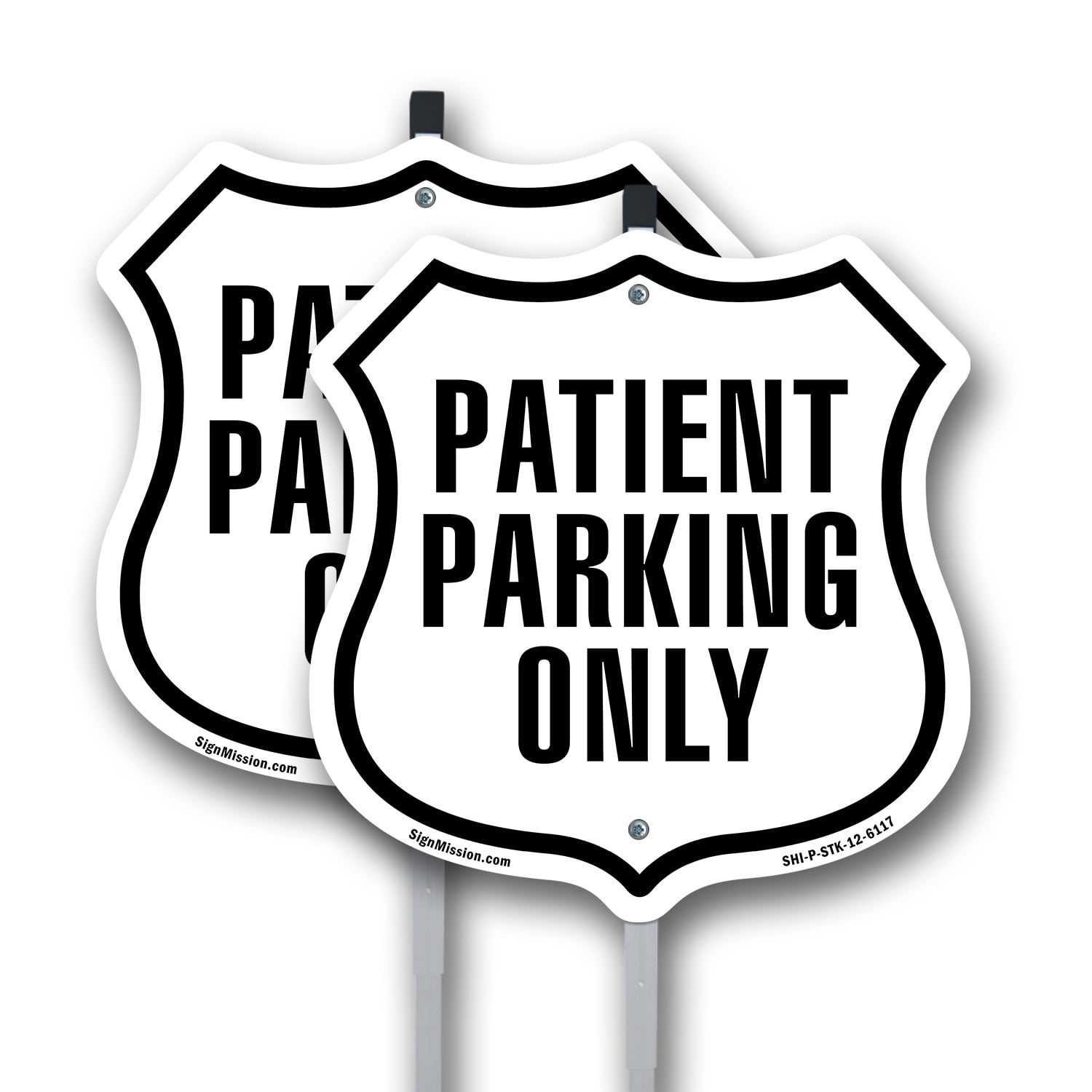 Patient Parking Only (2 Pack) 12 inch X 12 inch Shield Shaped Rust-Free ...