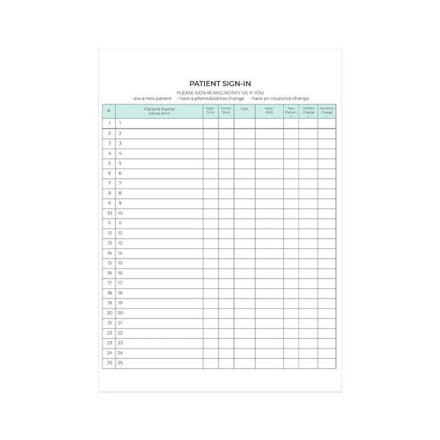 Walmart 50-Sheet Patient Sign In Log Book, 8.5"x11.63" with 1250 ...