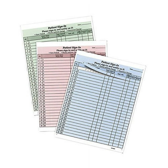 Patient Sign-in Sheets, HIPAA Compliant, 8-1/2 Patient Sign-in Sheets, HIPAA Compliant, 8-1/2