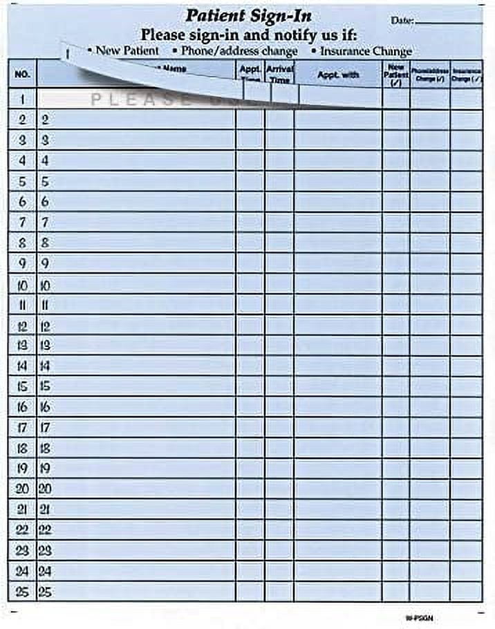 Sign In HIPAA Compliant Patient Sign-In Sheets - Carbonless Forms 8 ...