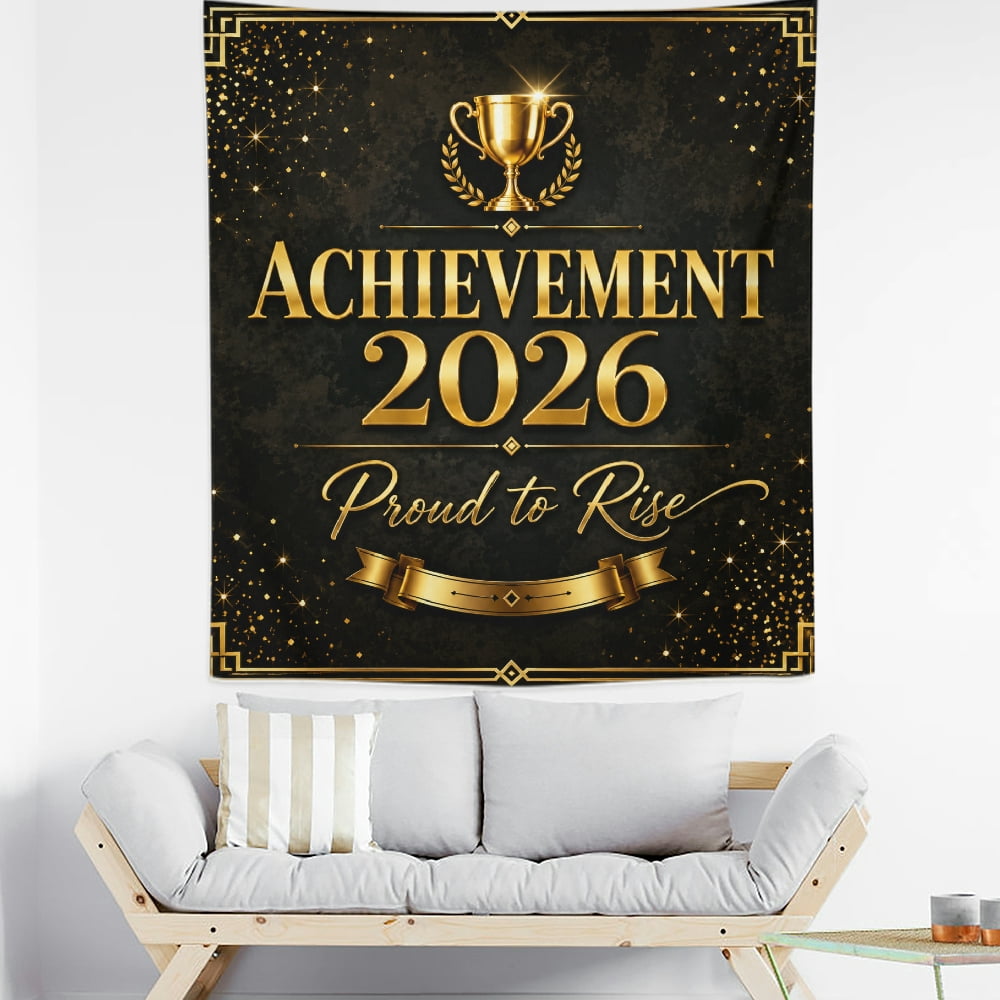 Patifu Achievement 2026 Gold Trophy Rise Vertical Print Wall Hanging ...