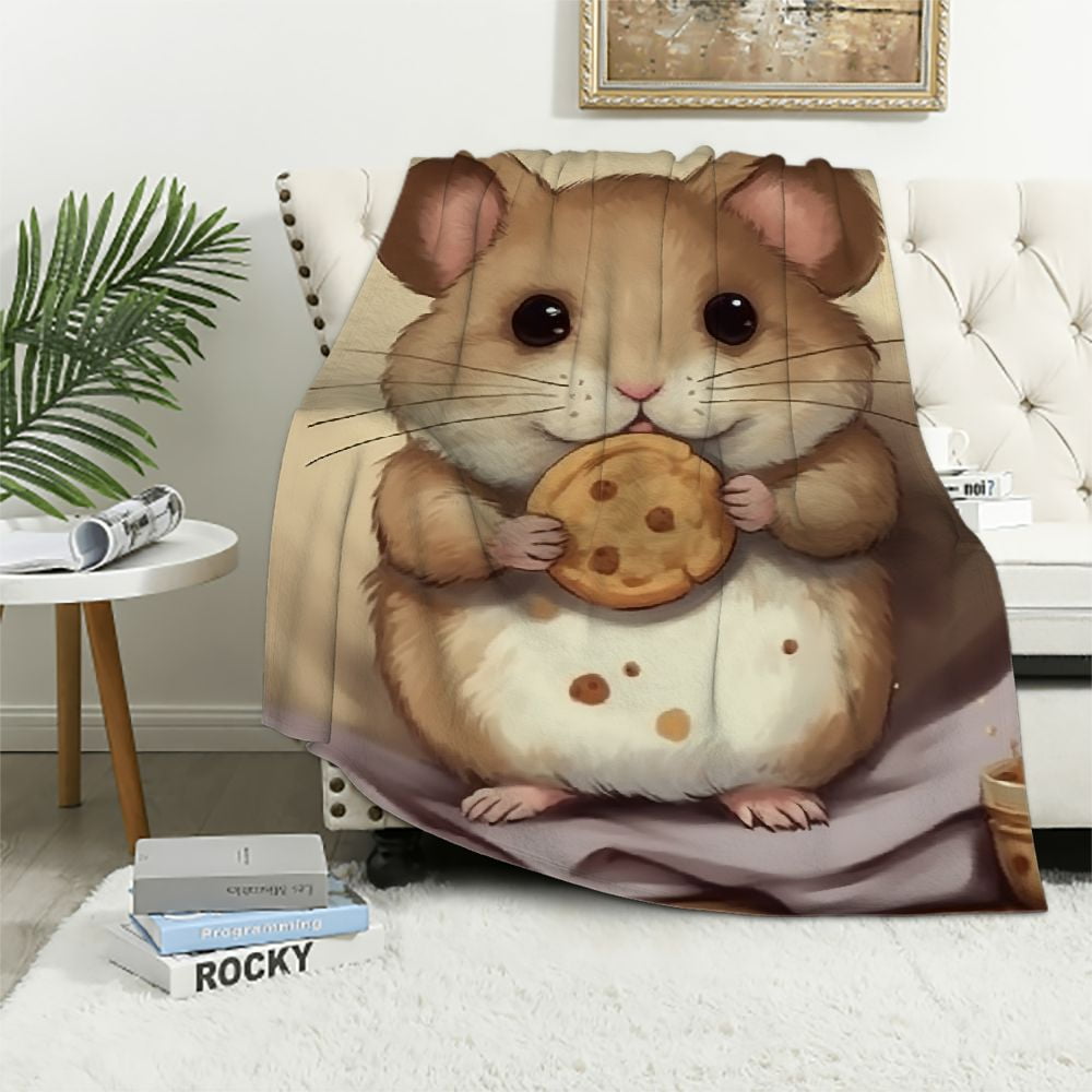 Patifu Adorable Hamster Flannel Blanket Cute Hamster with Chocolate ...
