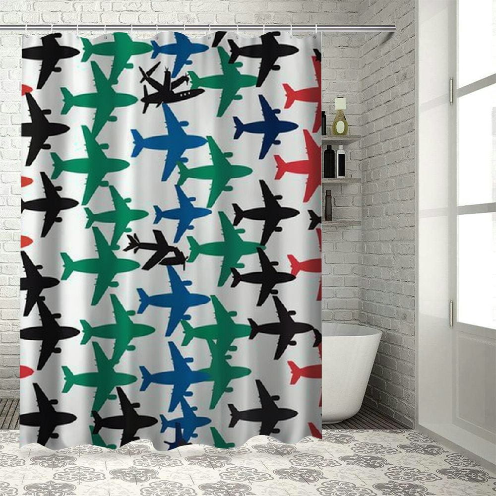 Patifu Airplane Shower Curtain, Plane Pattern Aircraft Fighter Jet ...