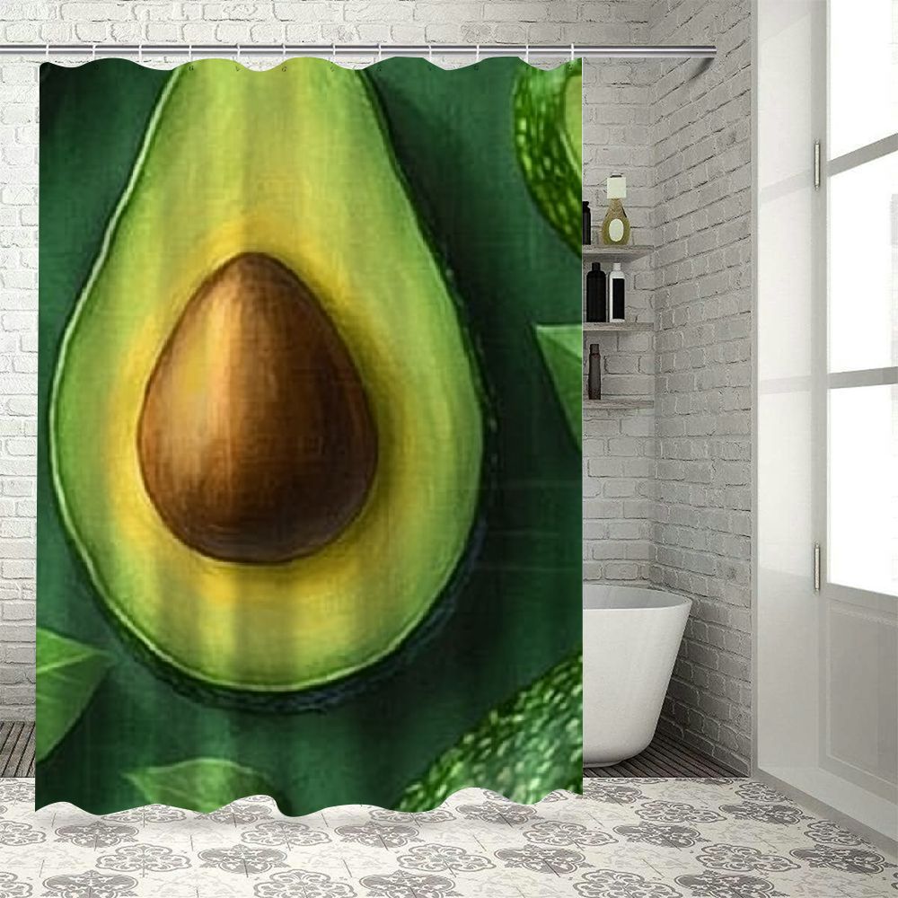 Patifu Avocado Leaves Bathroom Décor Set with Hooks, Graphic Print ...