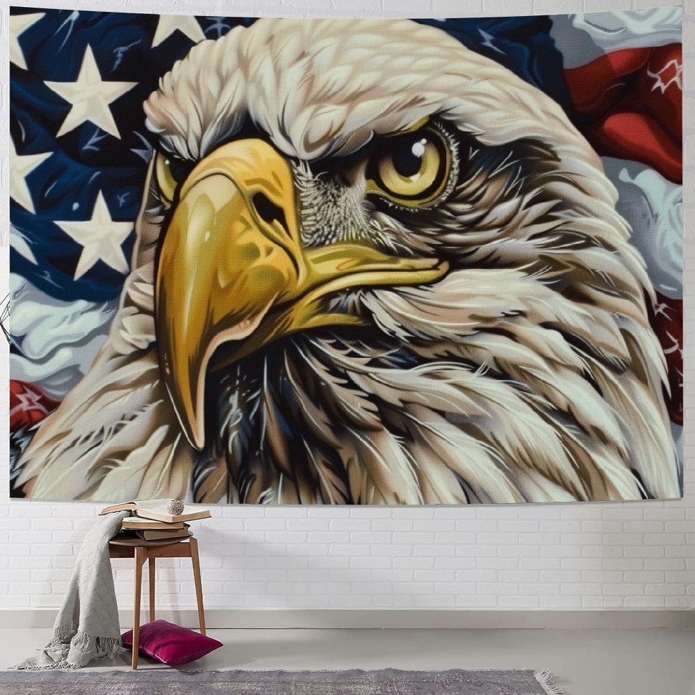Patifu Bald Eagle Stars American Flag Tapestry Wall Hanging Unique ...