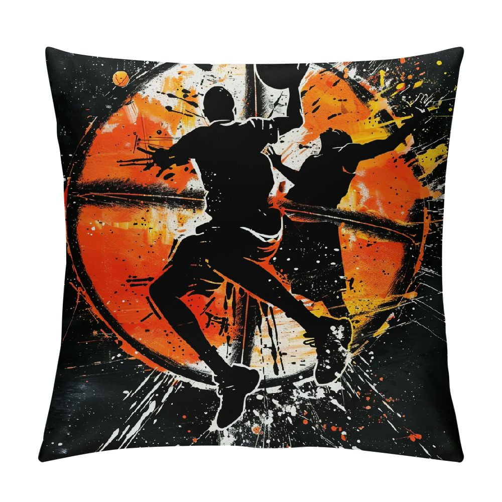 Patifu Basketball Black Print Pillow Cover Pack,Watercolor Orange Dots ...