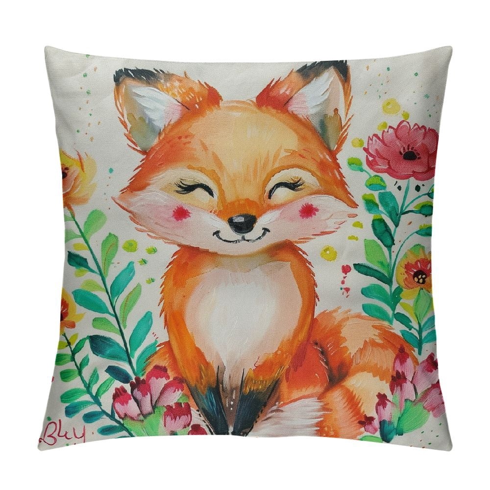 Patifu Be Happy Fox Pillow Covers 18x18,Fox Gifts,Fox Gifts for Women ...