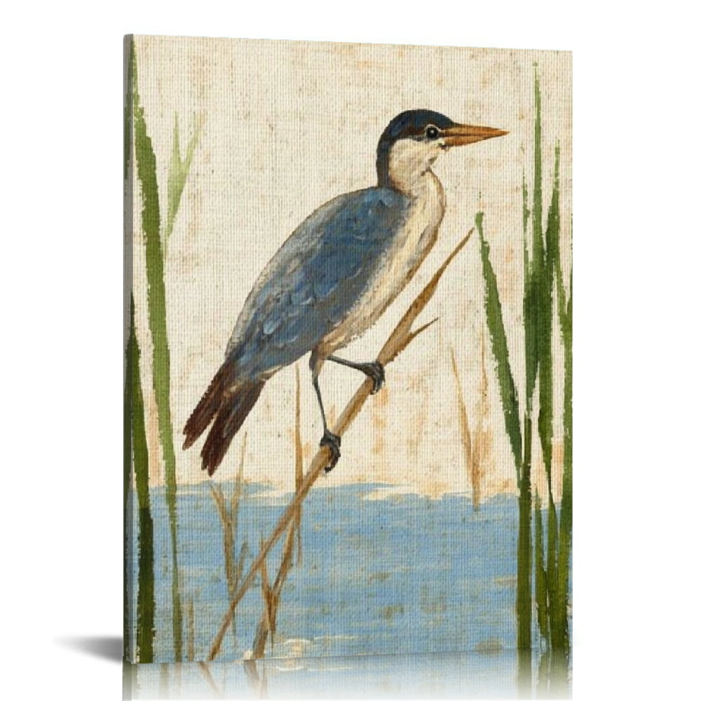 Patifu Bird Pond Reeds Canvas Wall Decor for Bedroom Living Room Office ...