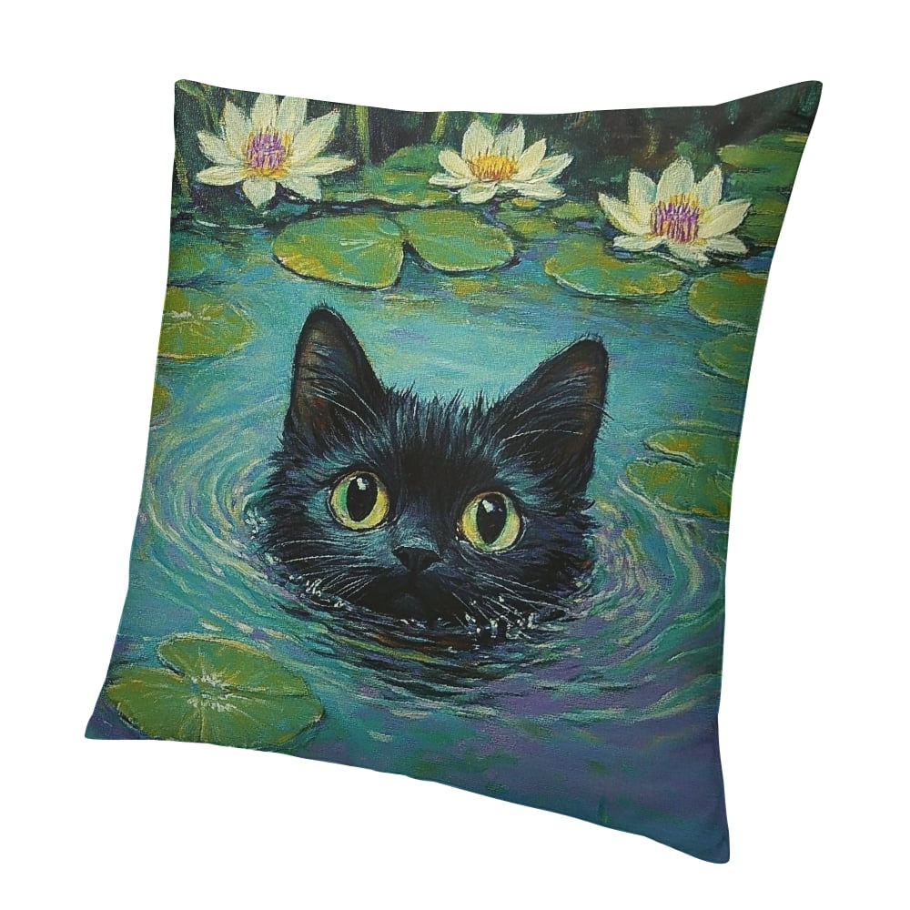 Patifu Black Cat Pillow Covers for Home Sofa Bed Couch Cute Kitten ...