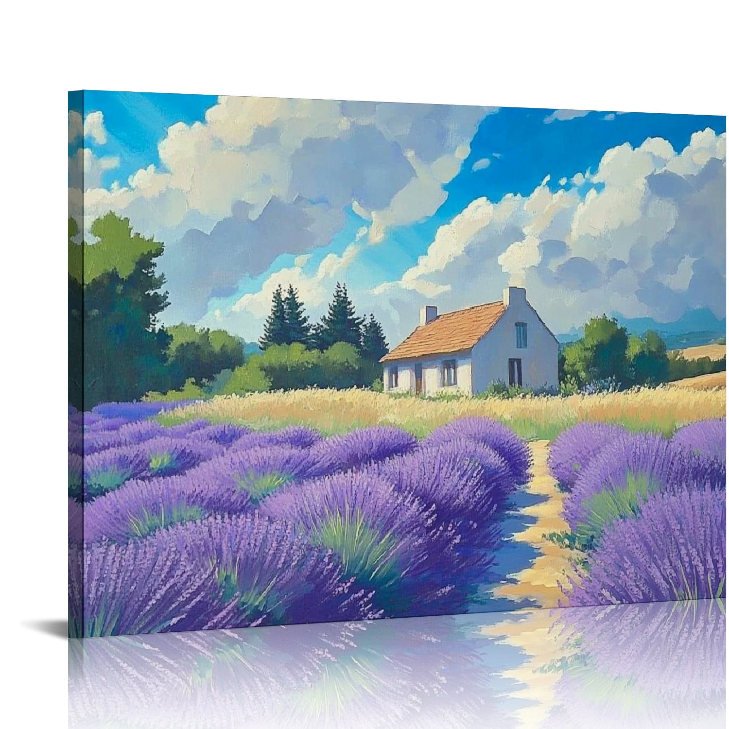 Patifu Blue Purple Wall Art, Spring Landscape Paintings Lavender ...