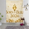 Patifu Born to Build 2026 Gold Crystal Vertical Polyester Tapestry for ...