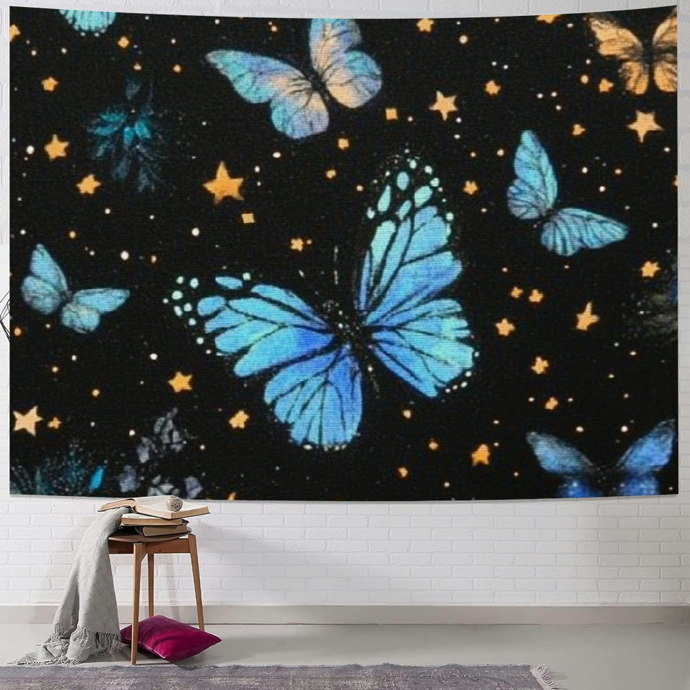 Patifu Butterflies Stars Aestheticism Tapestry Wall Hanging Unique ...
