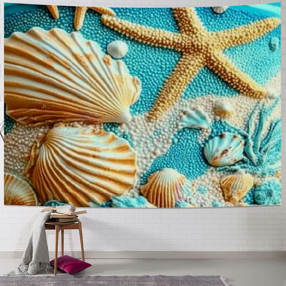 Patifu Cake Shells Starfish Tapestry Wall Hanging Unique Style Graphic ...